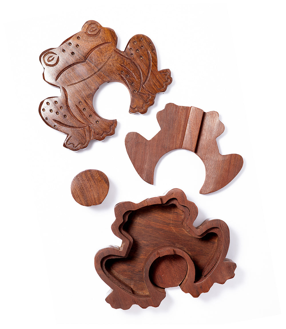 Frog Puzzle Box - Hand Carved Wood – Matr Boomie Wholesale